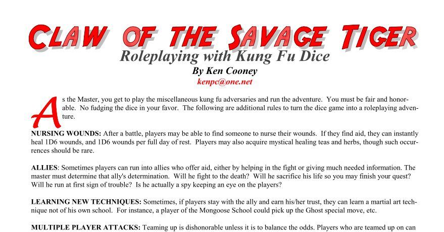 Claw of the Savage Tiger | RPG Item | BoardGameGeek