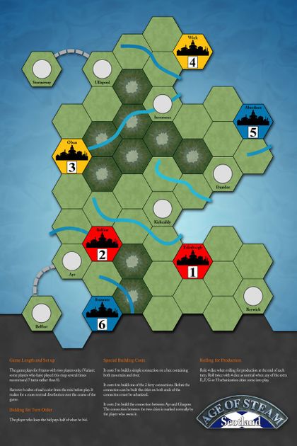 AoS Scotland map redesign by TGov | Age of Steam Expansion: Scotland
