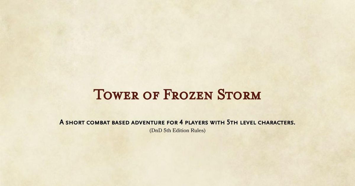 Tower of Frozen Storm | RPG Item | RPGGeek