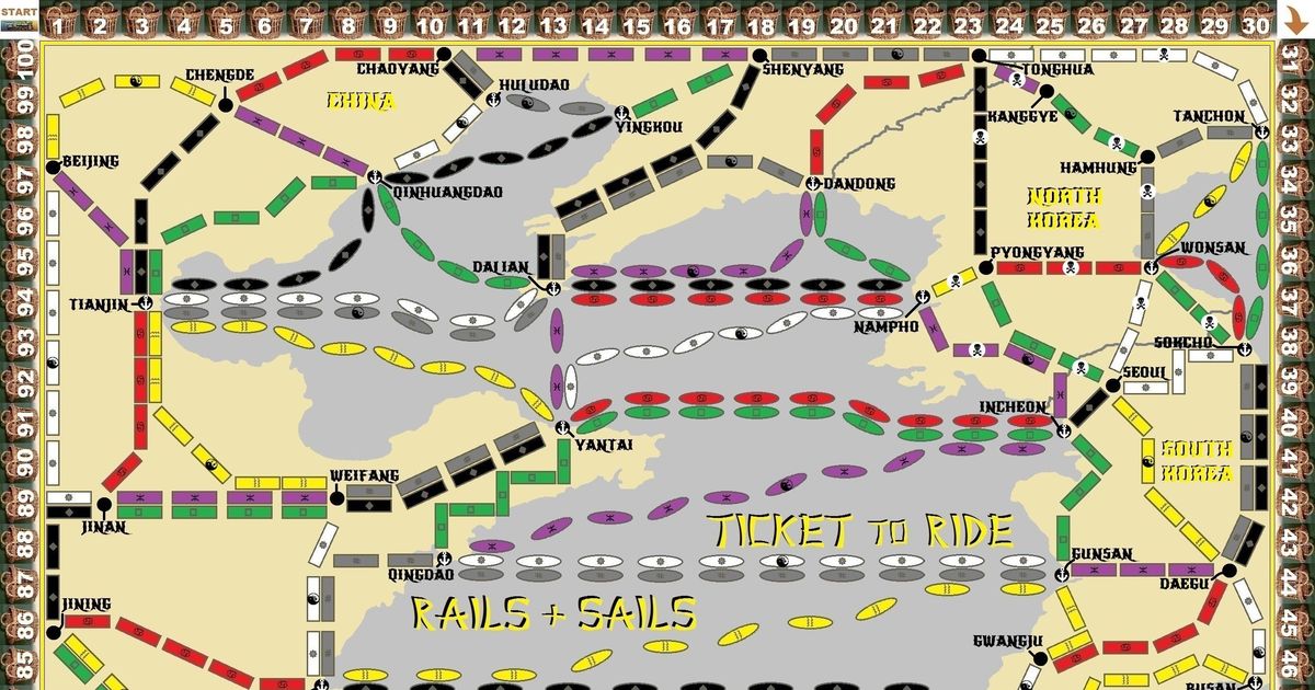 Yellow Sea (fan expansion for Ticket to Ride: Rails and Sails) | Board ...