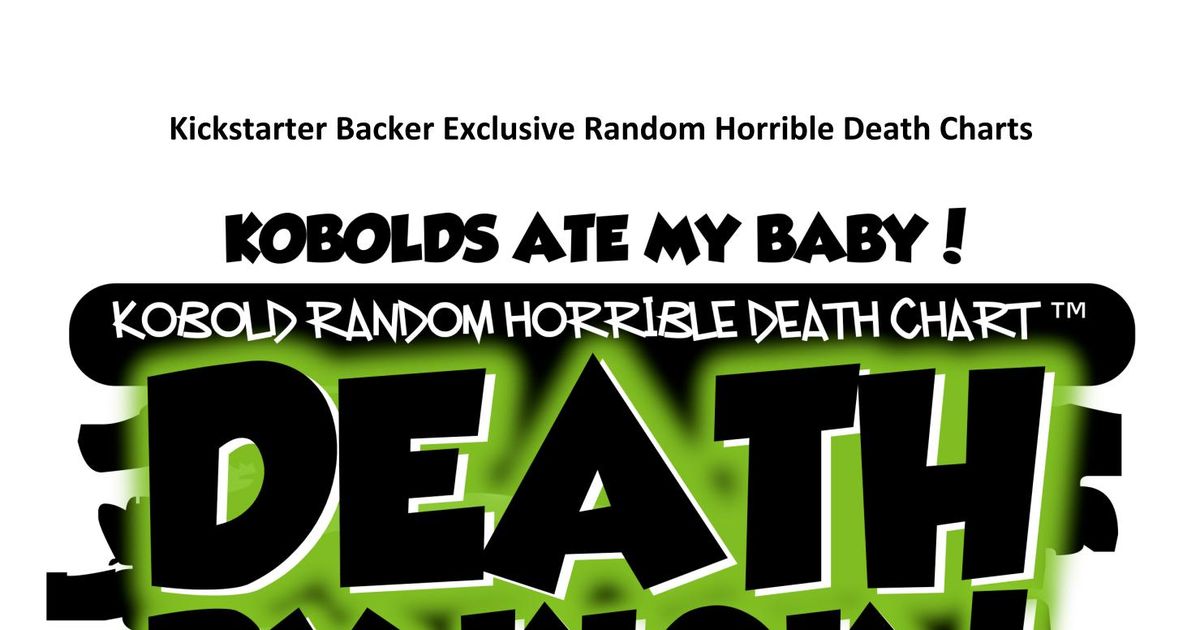 Kobold Random Horrible Death Chart: Death By Kick! | RPG Item | RPGGeek