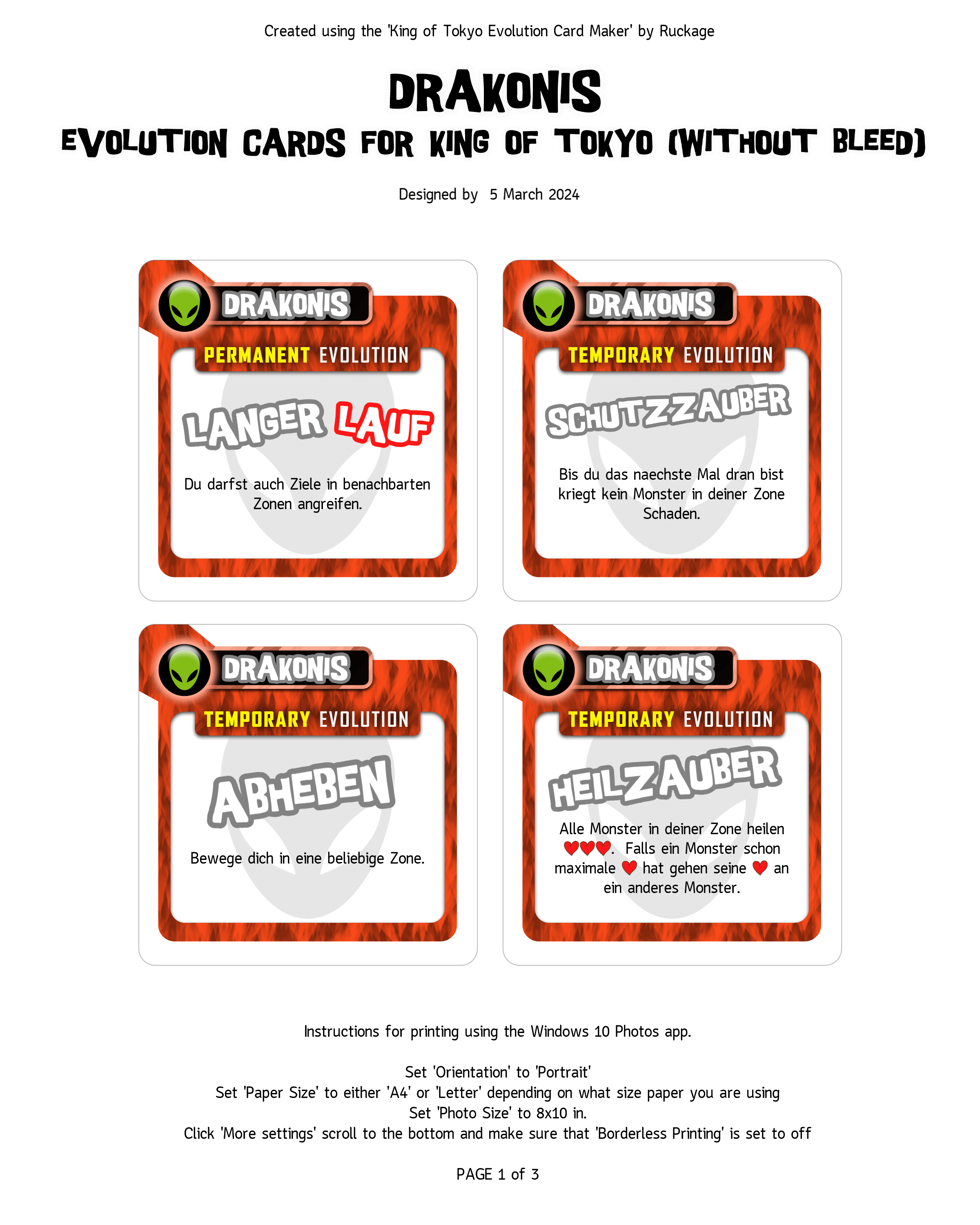 Custom Evolution Cards - Drakonis | King of Monster Island