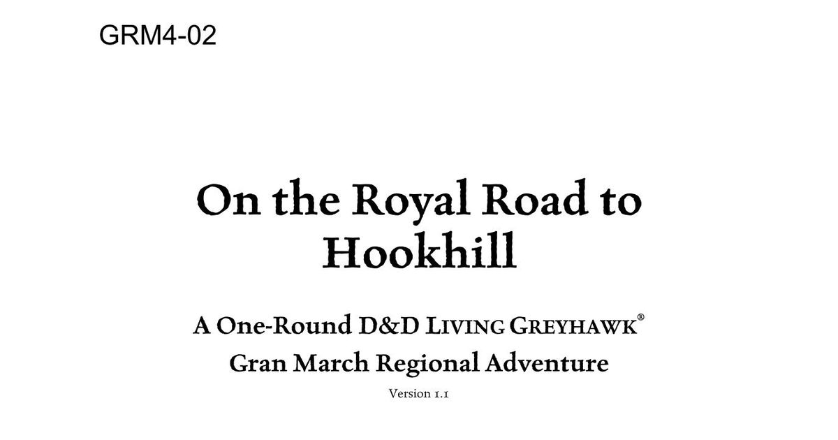 GRM4-02: On the Royal Road to Hookhill | RPG Item | RPGGeek