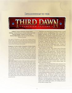 Introduction to the Third Dawn Campaign Setting | RPG Item | RPGGeek
