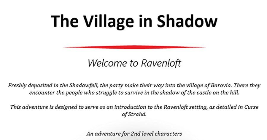 The Village in Shadow | RPG Item | RPGGeek