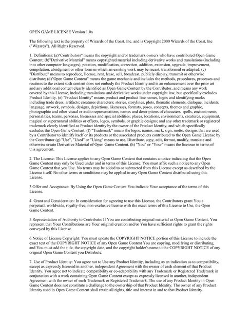 D&D Open Gaming License 1.1 changes leaked | Open Game License 1.0a