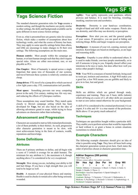 Yags: Science Fiction Characters | RPG Item | RPGGeek