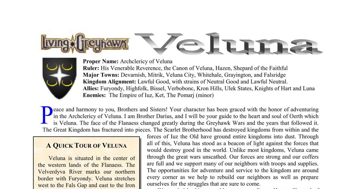 Archclericy of Veluna | RPG Item | RPGGeek