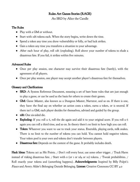 RAGS: Rules Art Game Stories | RPG Item | RPGGeek