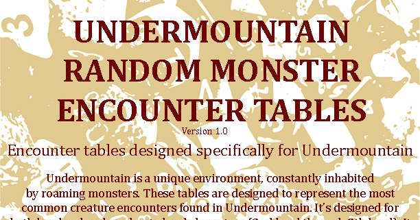Undermountain Random Encounter Tables | RPG Item | BoardGameGeek