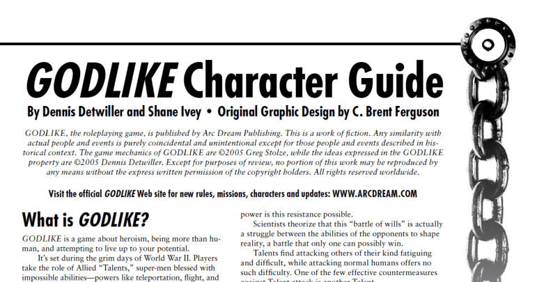 Godlike Character Guide | RPG Item | RPGGeek