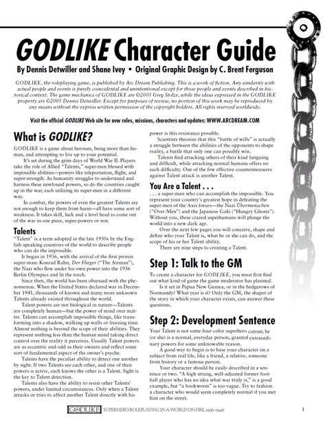 Godlike Character Guide | RPG Item | RPGGeek
