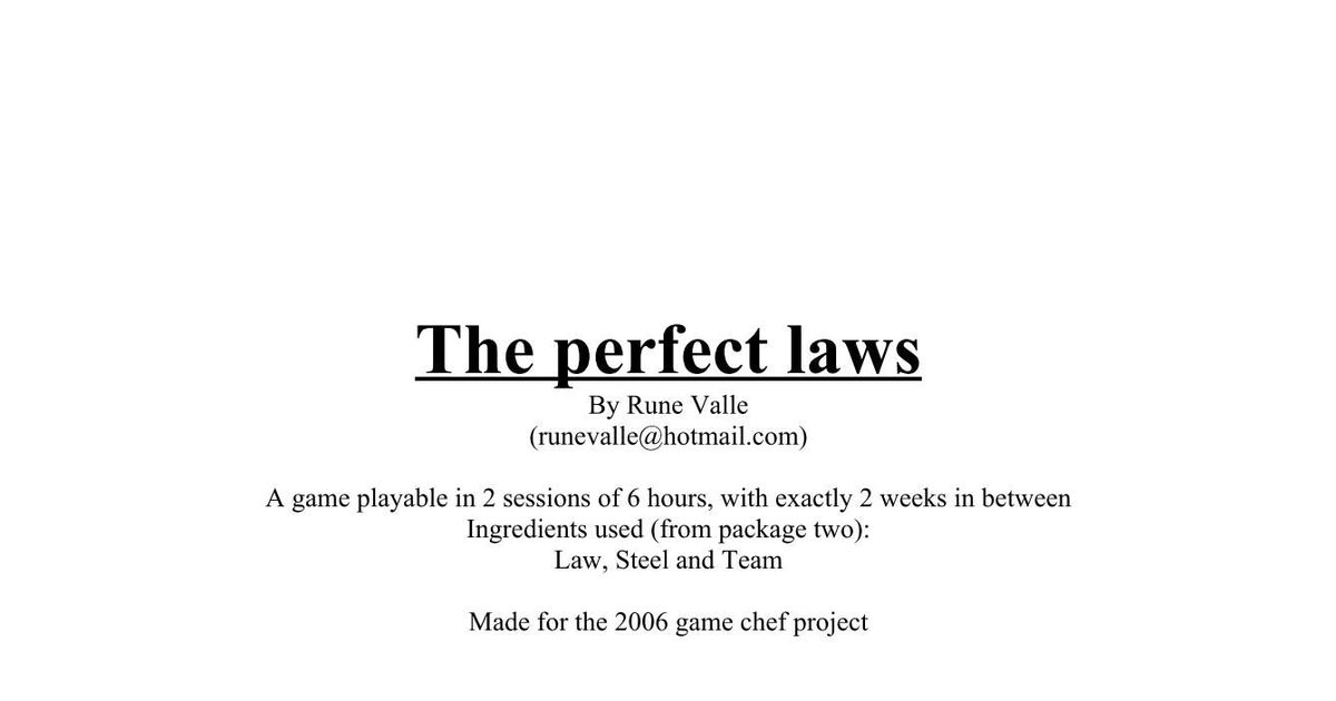 The Perfect Laws | RPG Item | RPGGeek