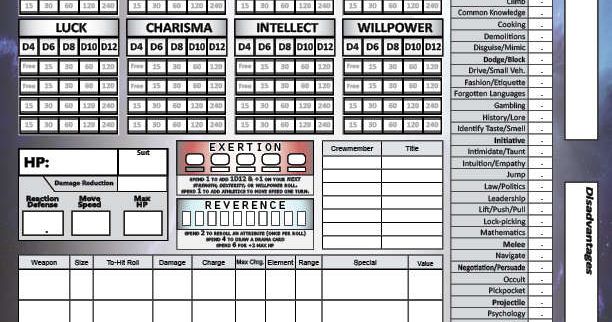Spaceship Architect Character Sheet | RPG Item | RPGGeek
