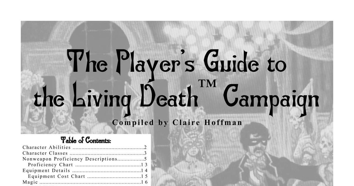 The Player's Guide to the Living Death Campaign | RPG Item | RPGGeek