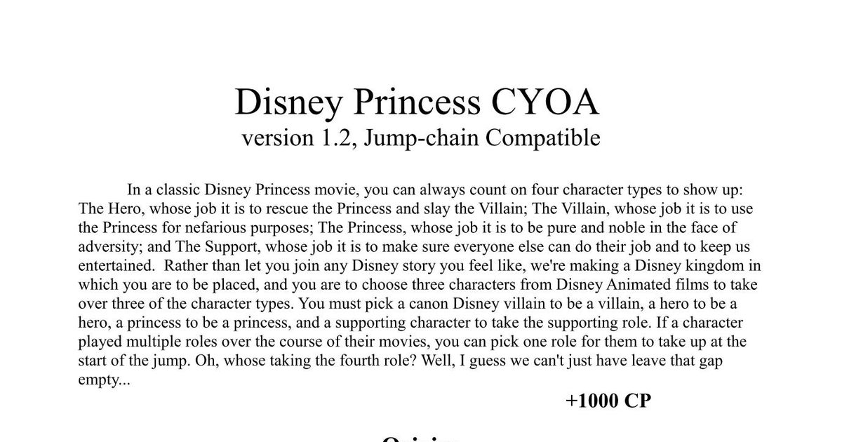 Disney Princess CYOA | RPG Item | RPGGeek