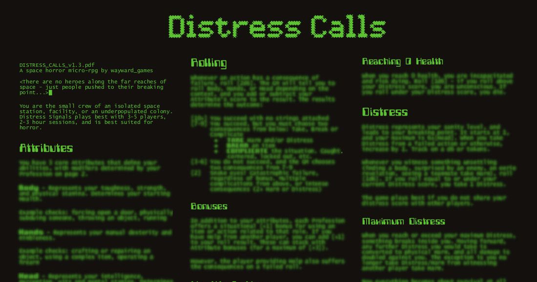 Distress Calls | RPG Item | RPGGeek