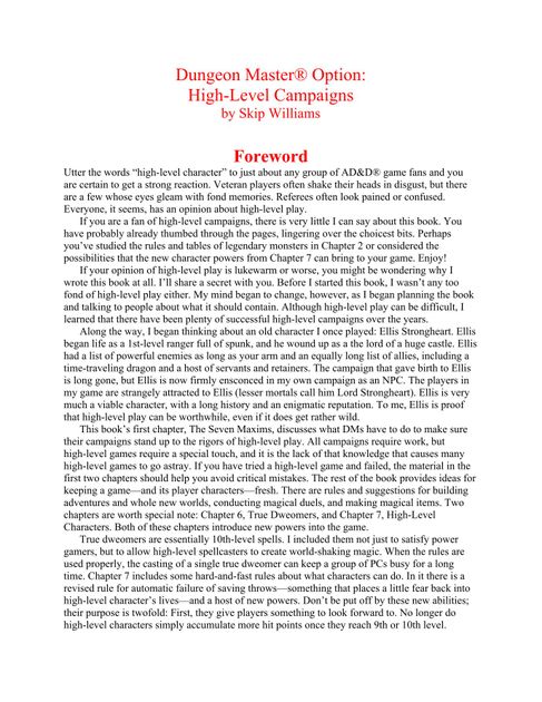 Dungeon Master Option High-Level Campaigns | RPG Item | RPGGeek