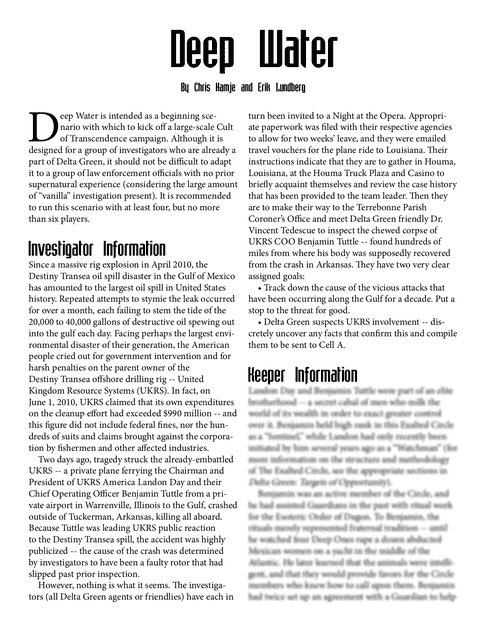 Deep Water | RPG Item | RPGGeek