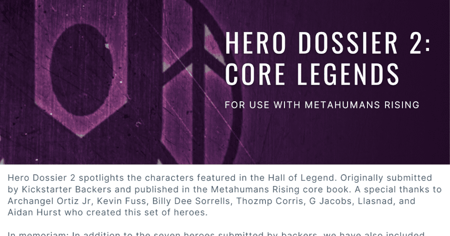 Hero Dossier 2: Core Legends | RPG Item | RPGGeek