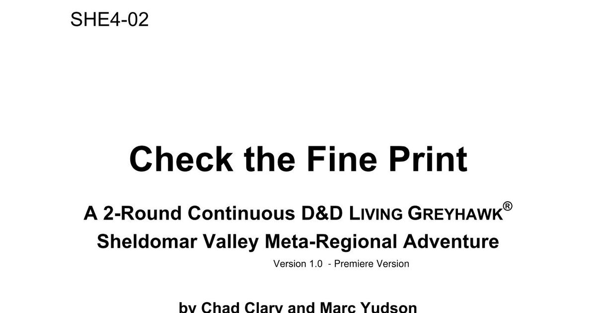 SHE4-02: Check the Fine Print | RPG Item | RPGGeek