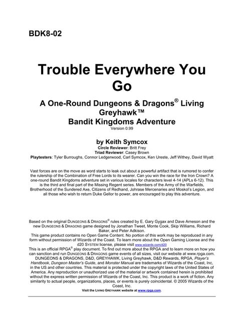 BDK8-02: Trouble Everywhere You Go | RPG Item | RPGGeek