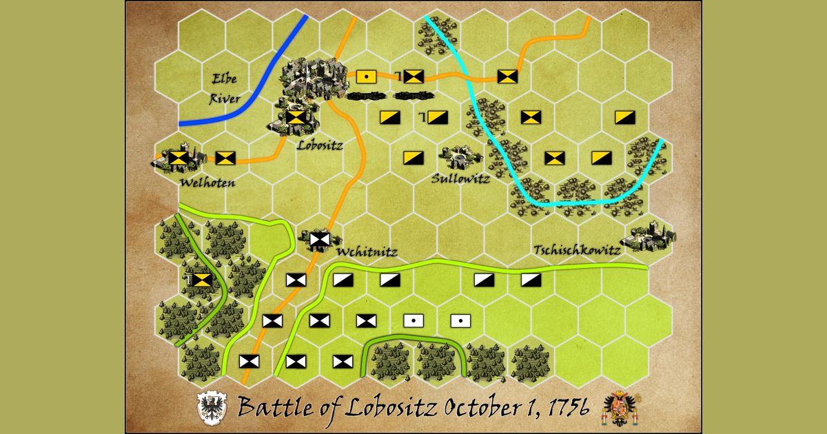A5 Rules + Map + Counters | Battle of Lobositz, October 1, 1756