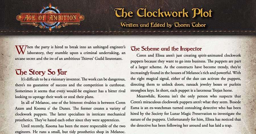 The Clockwork Plot | RPG Item | RPGGeek