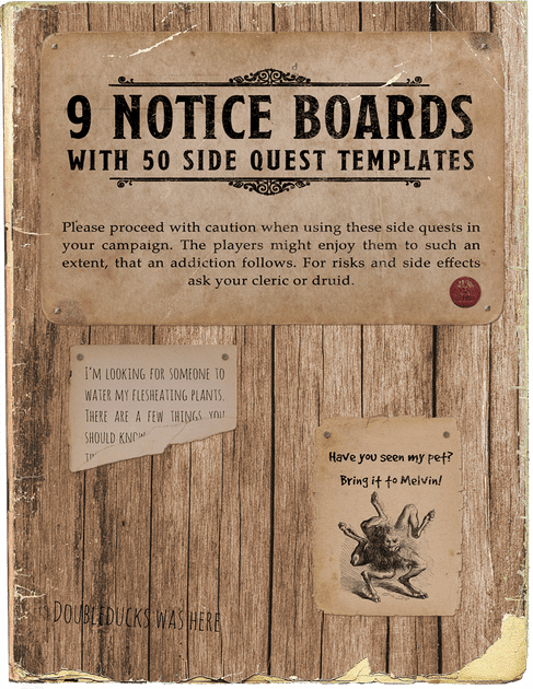 9 Notice Boards with 50 Side Quest Templates | RPG Item | RPGGeek