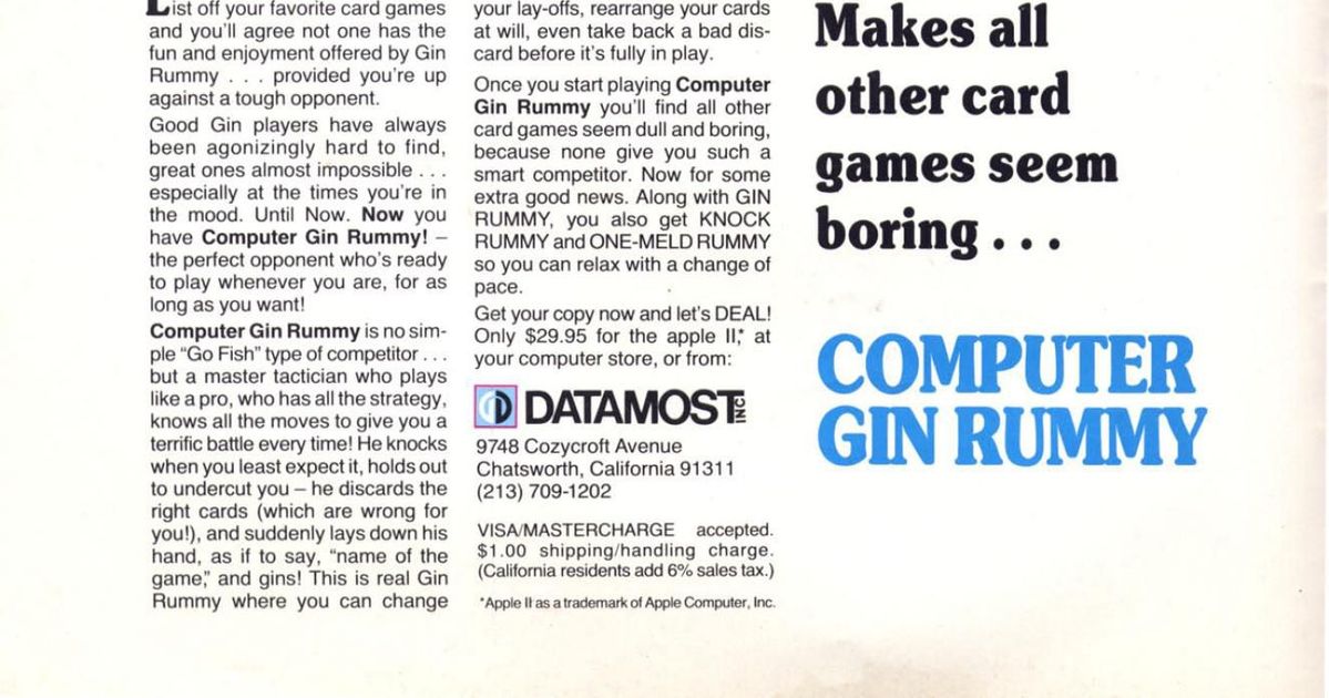 Computer Gin Rummy | Video Game | BoardGameGeek