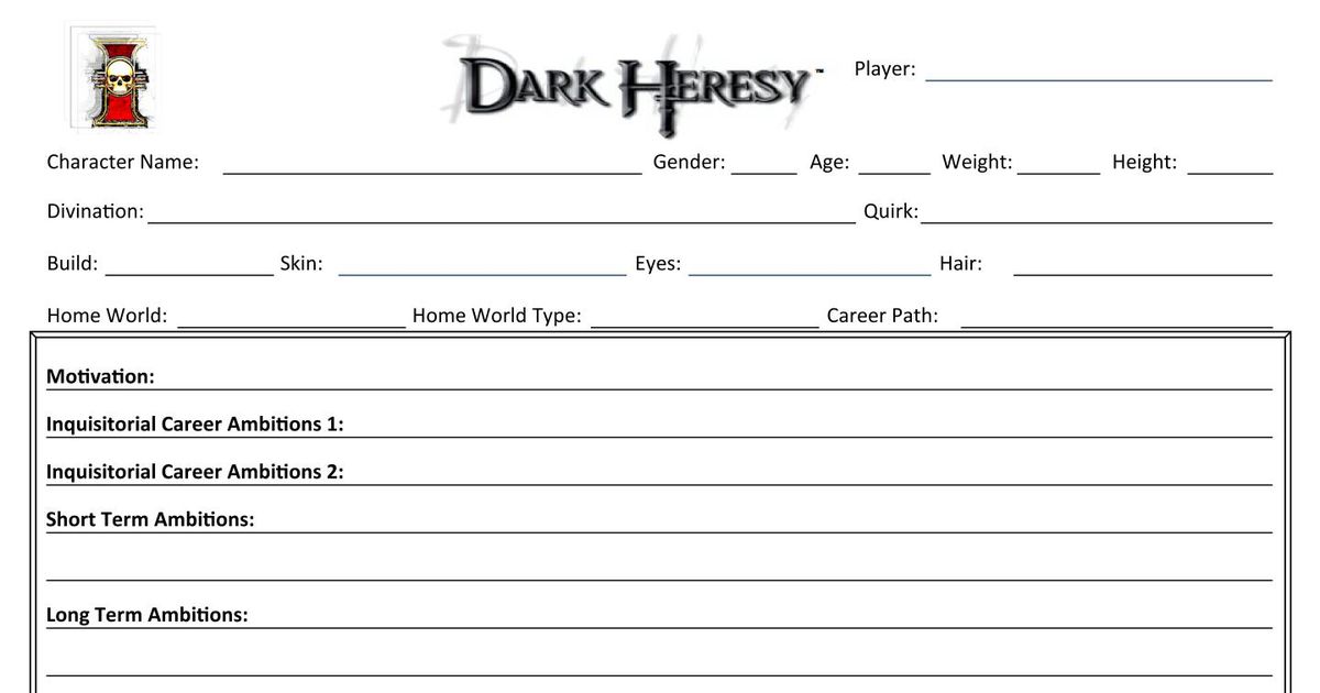 Advanced Dark Heresy 2.5 Character Sheets | RPG Item | RPGGeek