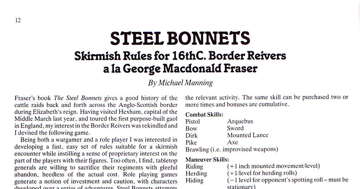 Steel Bonnets: Skirmish Rules for 16th Century Border Reivers | Board ...