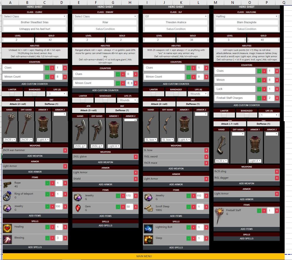 4AD character sheet | Four Against Darkness