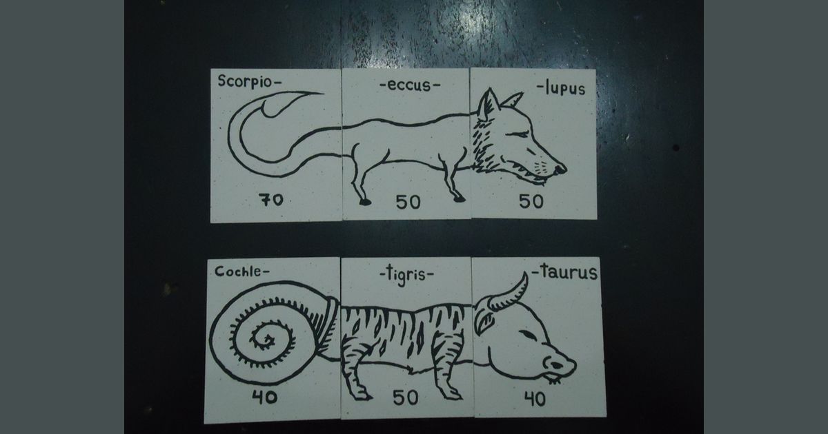 Bestiary printable friendly card sheets | Bestiario