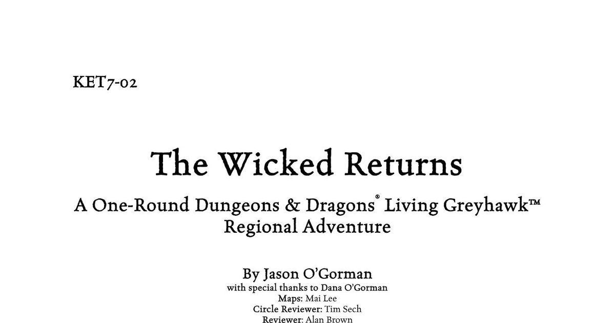 KET7-02: The Wicked Returns | RPG Item | RPGGeek