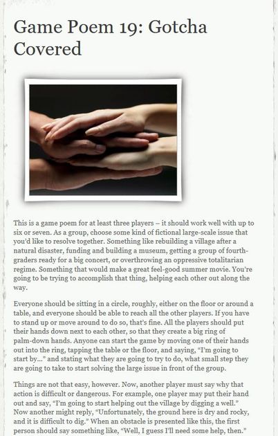 Game Poem 19: Gotcha Covered | RPG Item | RPGGeek