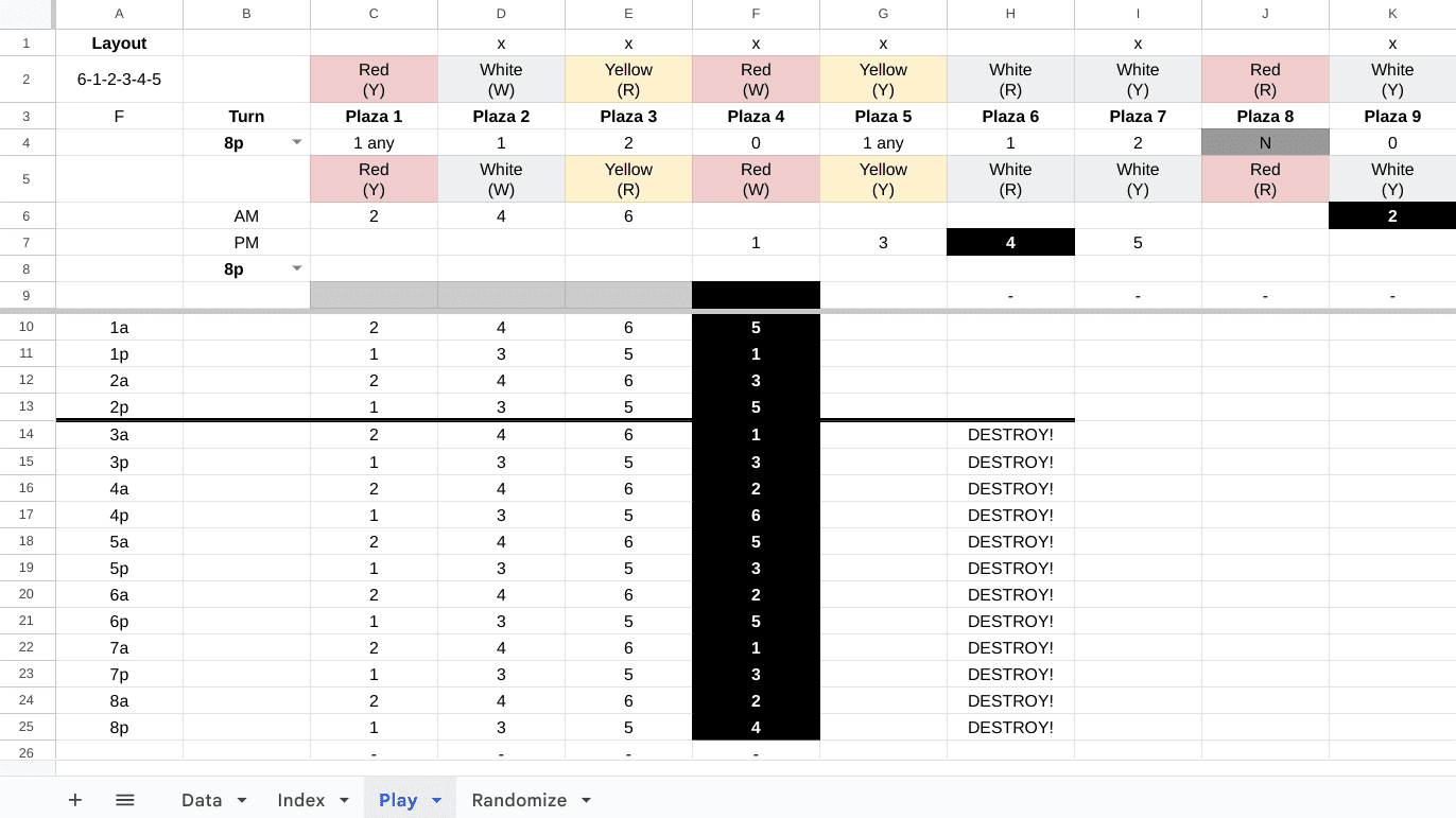 Pete Boteman's Board Game Spreadsheet Builds
