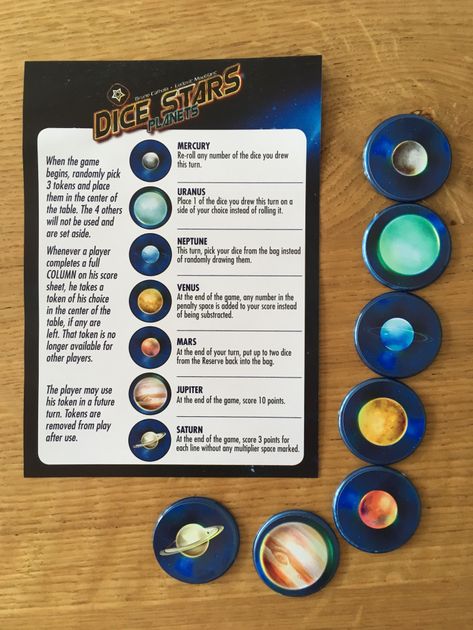 Printable Planet cards (low ink) | Dice Stars: Planets