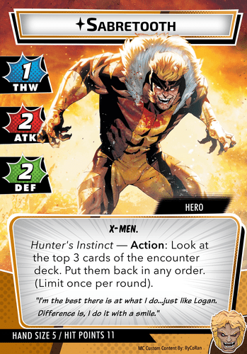 Sabretooth custom Hero | Marvel Champions: The Card Game