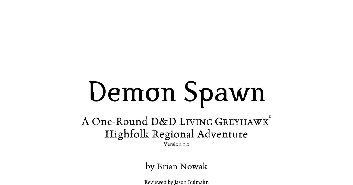 HIG4-01: Demon Spawn | RPG Item | BoardGameGeek