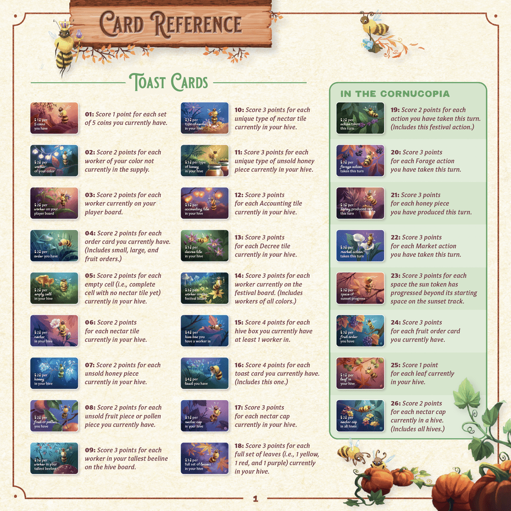 Card reference file | Honey Buzz: Fall Flavors