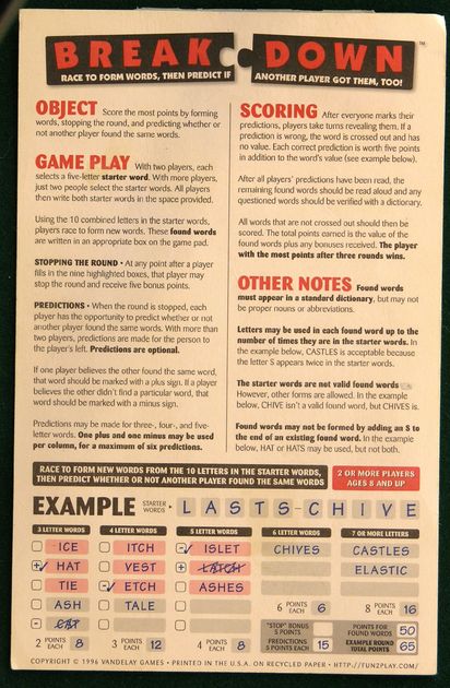 Break Down | Board Game | BoardGameGeek