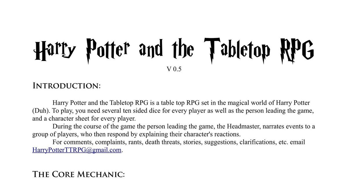 Harry Potter and the Tabletop RPG (1st Ed.) | RPG Item | BoardGameGeek