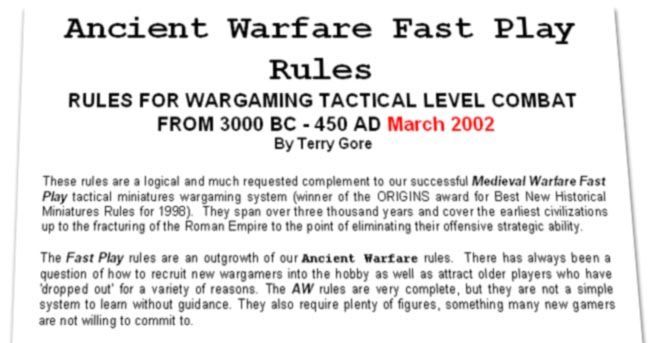 Ancient Warfare Fast Play Rules: Rules for Wargaming Tactical Level ...
