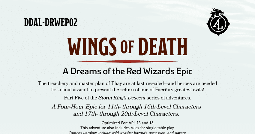 DDEP-DRW02: Wings of Death | RPG Item | RPGGeek