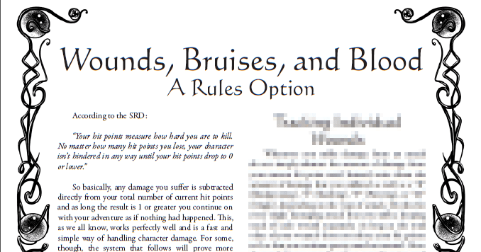 Wounds, Bruises, and Blood: A Rules Option | RPG Item | RPGGeek