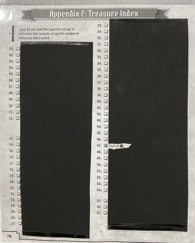 Scratch & reveal treasure chest index. | Frosthaven