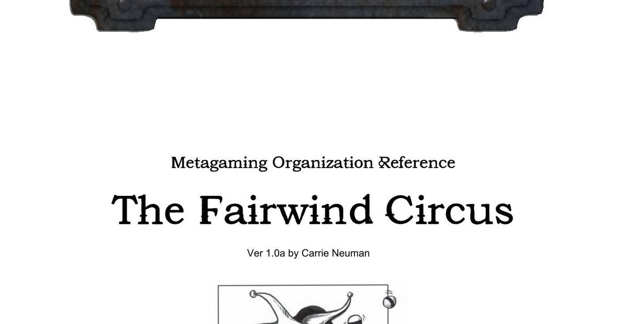 Metagaming Organization Reference: The Fairwind Circus | RPG Item | RPGGeek