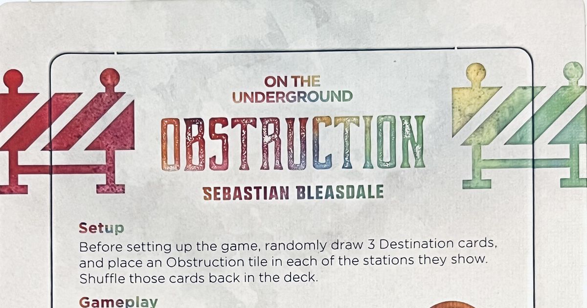 On The Underground: Obstruction | Board Game | BoardGameGeek