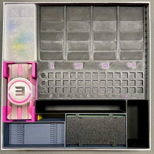 3D-printed player boards, card grid, and insert for the base game ...